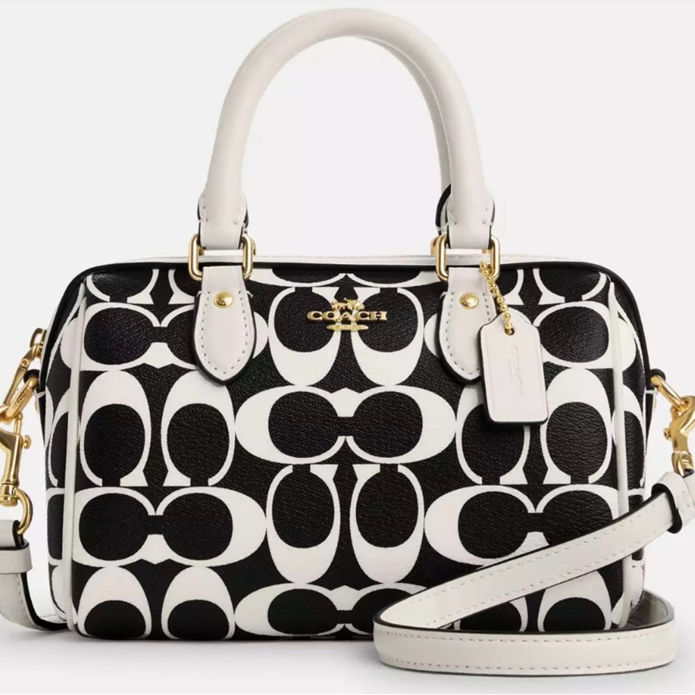 Coach Mini Rowan Satchel Bag With Shoulder Strap - Gem